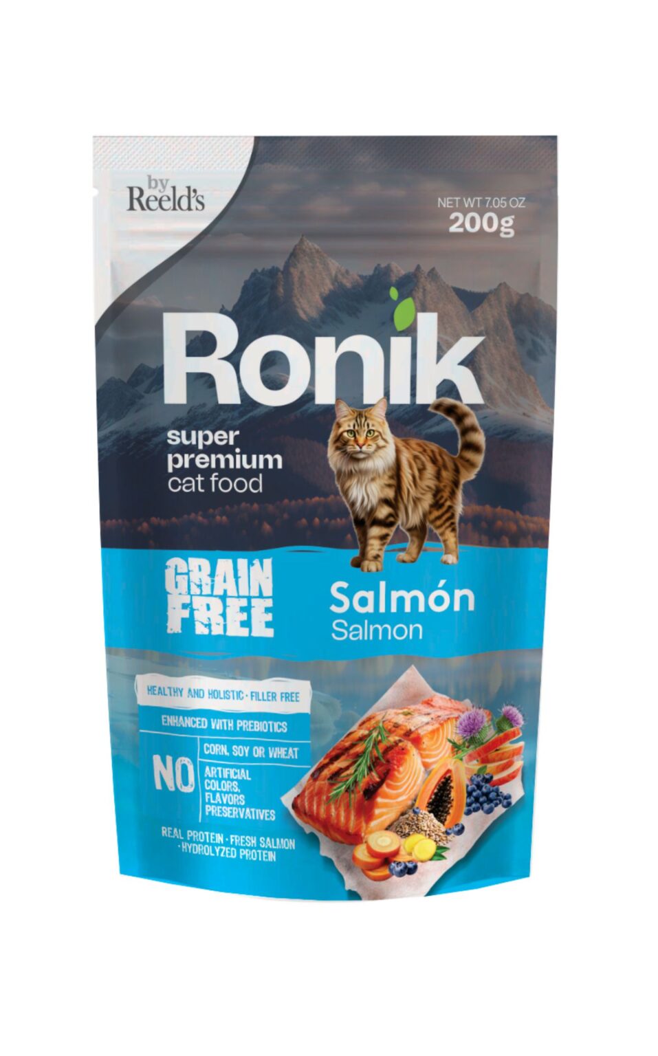 Ronik Grain Free Gato 200 g sabor Salmón - Reeld's Tienda Oficial